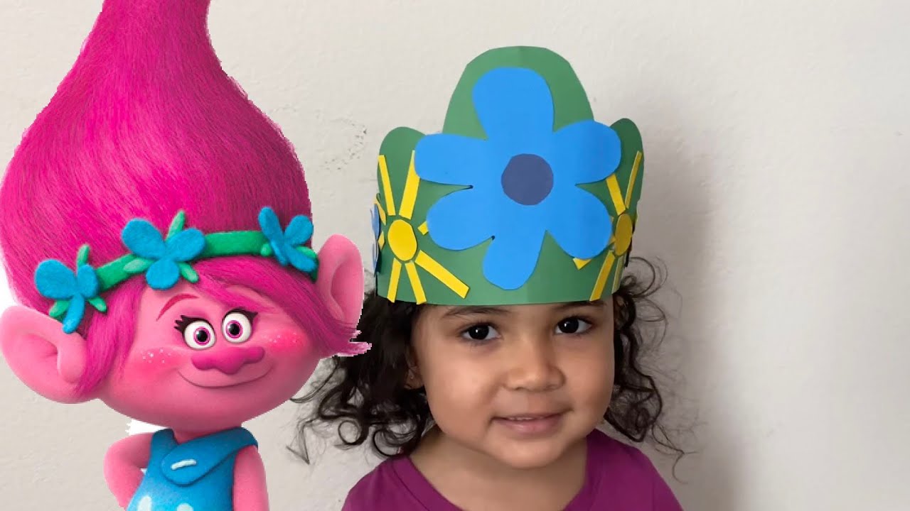DIY Queen Poppy Paper Flower Crown Headband from Trolls World Tour ...