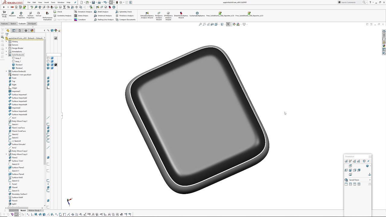 Apple Watch - Modelling the Main Form in Solidworks Part 2 - YouTube
