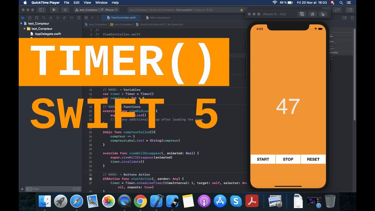 Compteur En Swift 5 Xcode 12 Timer En Swift How To Use Timer 6288