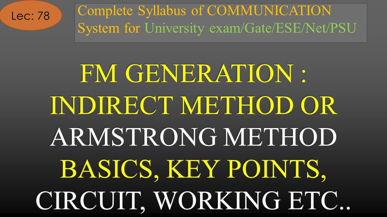 Indirect Method or Armstrong Method of FM Generation | COM SYS | R K ...