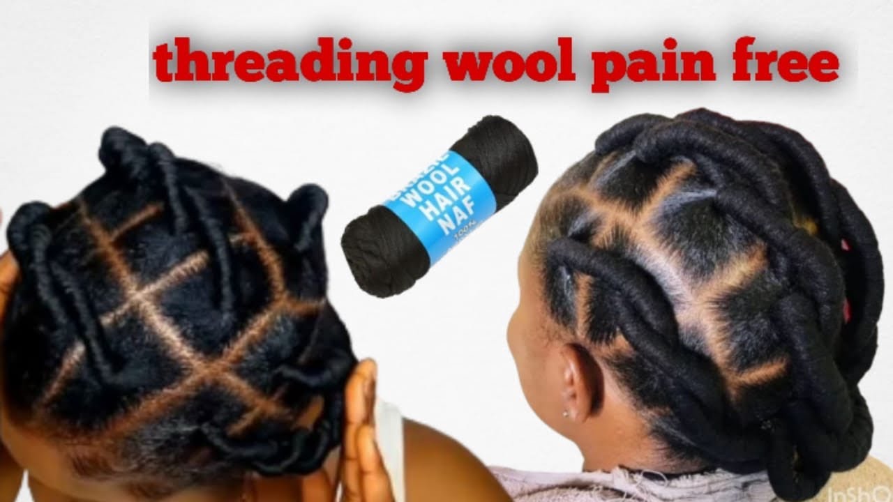 Quick African Threading hairstyle using wool - YouTube