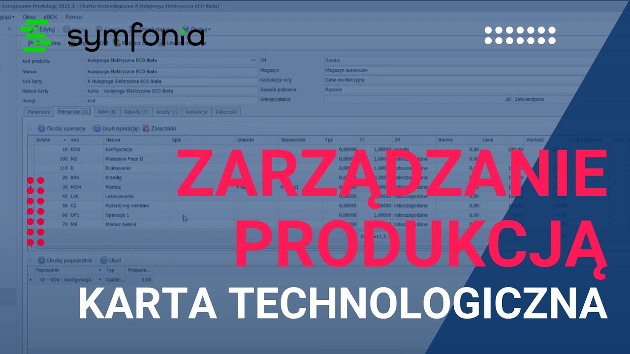 Symfonia ERP Zarządzanie Produkcją. Część 2 Karta technologiczna - YouTube