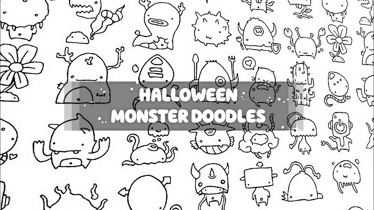Halloween Monster Doodles | 15 cute monster doodles | 2023 - YouTube