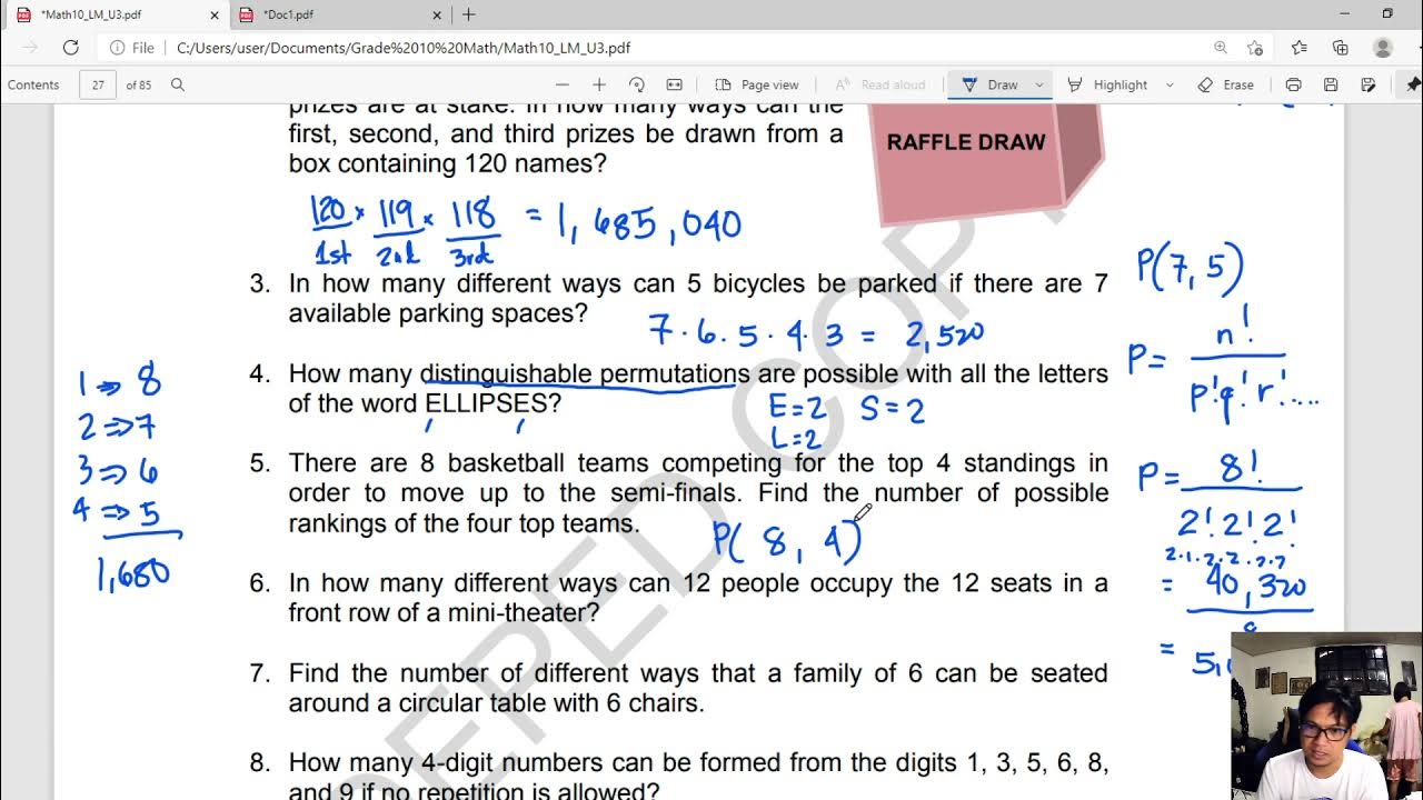 Grade 10 Math - Problems on Permutation - YouTube