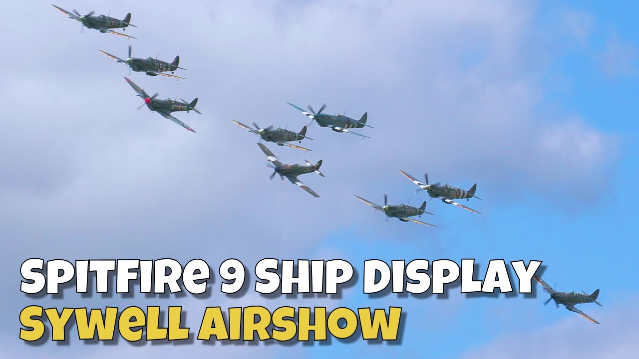 SPITFIRE 9 SHIP! Formation Passes and Tail Chase • Sywell Airshow 2024 ...