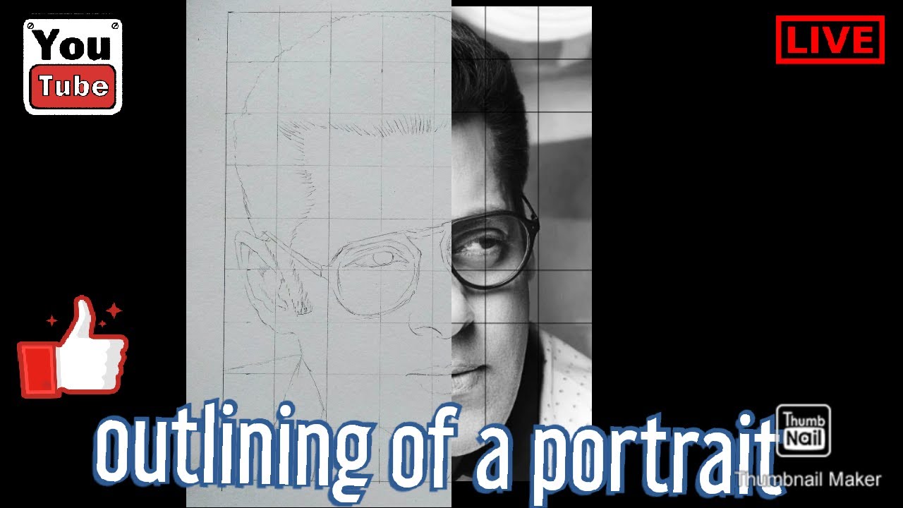 How to draw outline of a portrait | using grid method - YouTube