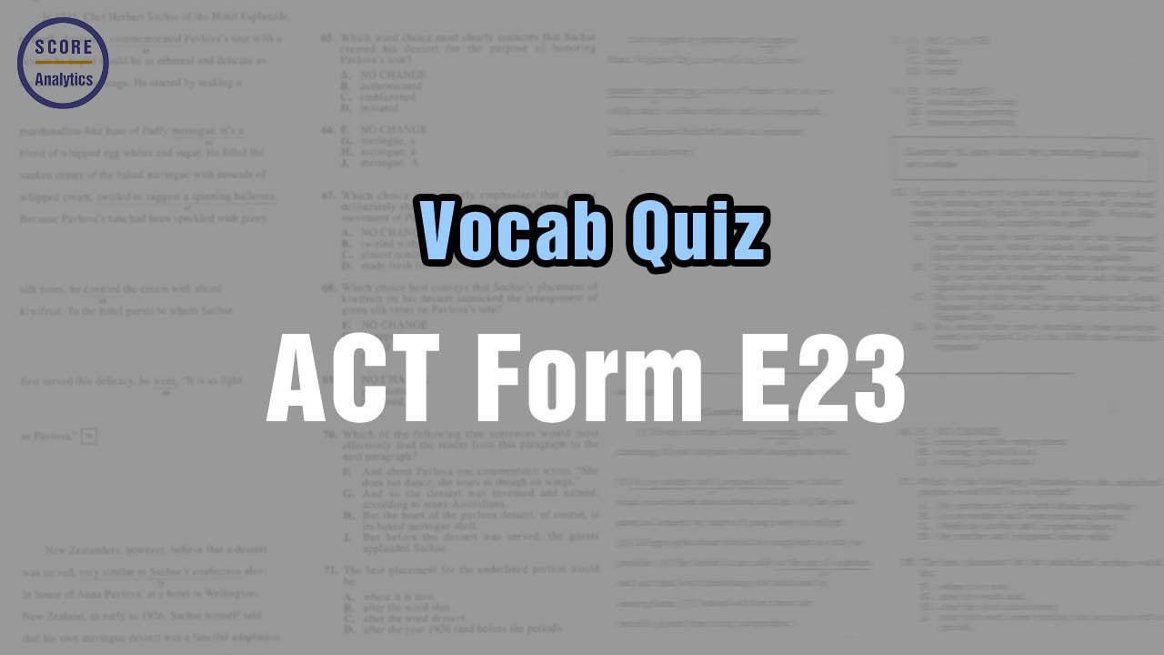 Vocab Quiz | ACT E23 B - YouTube