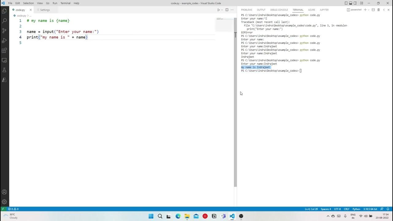 8. Taking inputs in Python | Python in Hindi - YouTube