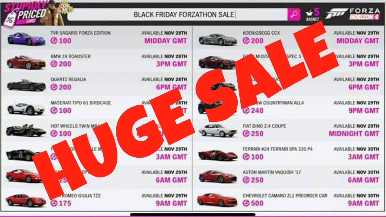 BLACK FRIDAY HUGE FORZA SALE ***PRE-ORDER CARS *** - YouTube