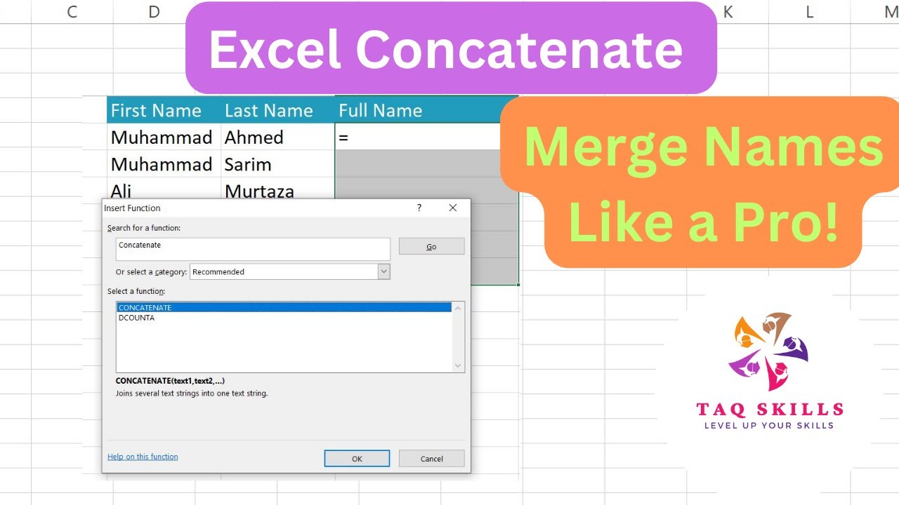 how to combine name with text #function #concatenate - YouTube