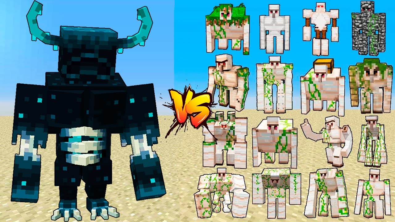 Warden Beast vs Golem Family | Sculk Boss and All Golems - Fight ...