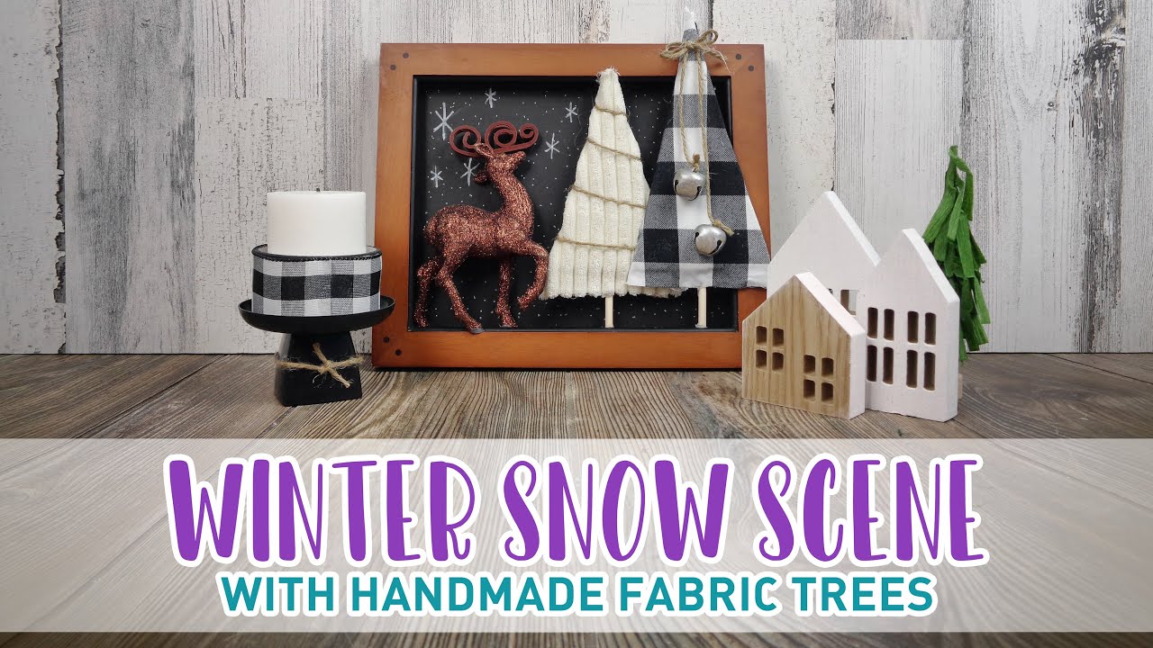 Framed Winter Snow Scene DIY Using Handmade Fabric Winter Trees ...