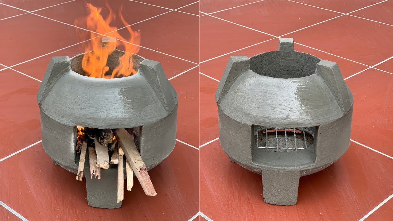 Mold The Pan and Cement - To Create A Smokeless Firewood Stove - YouTube