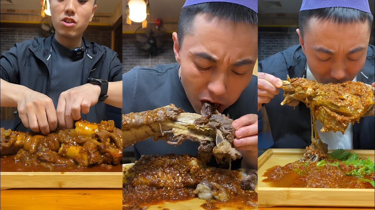 China food asmr eating| Overlord Ox Hoof| Clear water steak| Lamb Meat ...