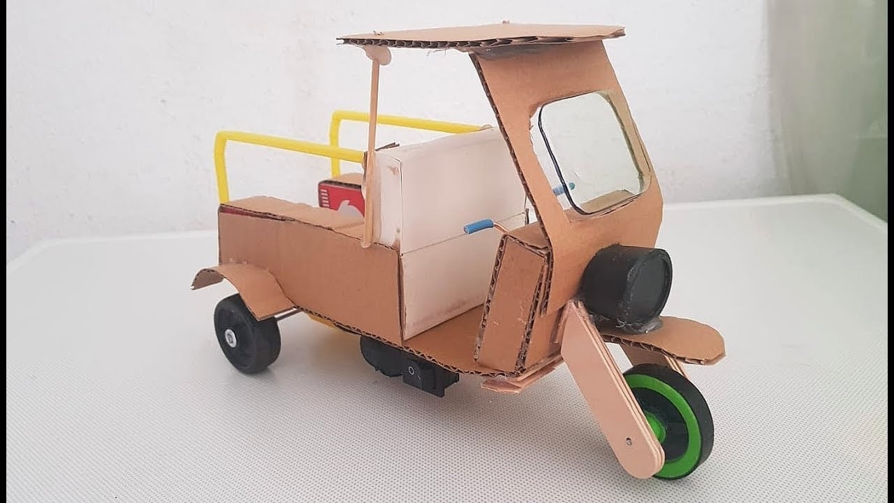 How to make mini Matchbox tuk tuk Cardboard tuk tuk DC Motor MB Craft ...