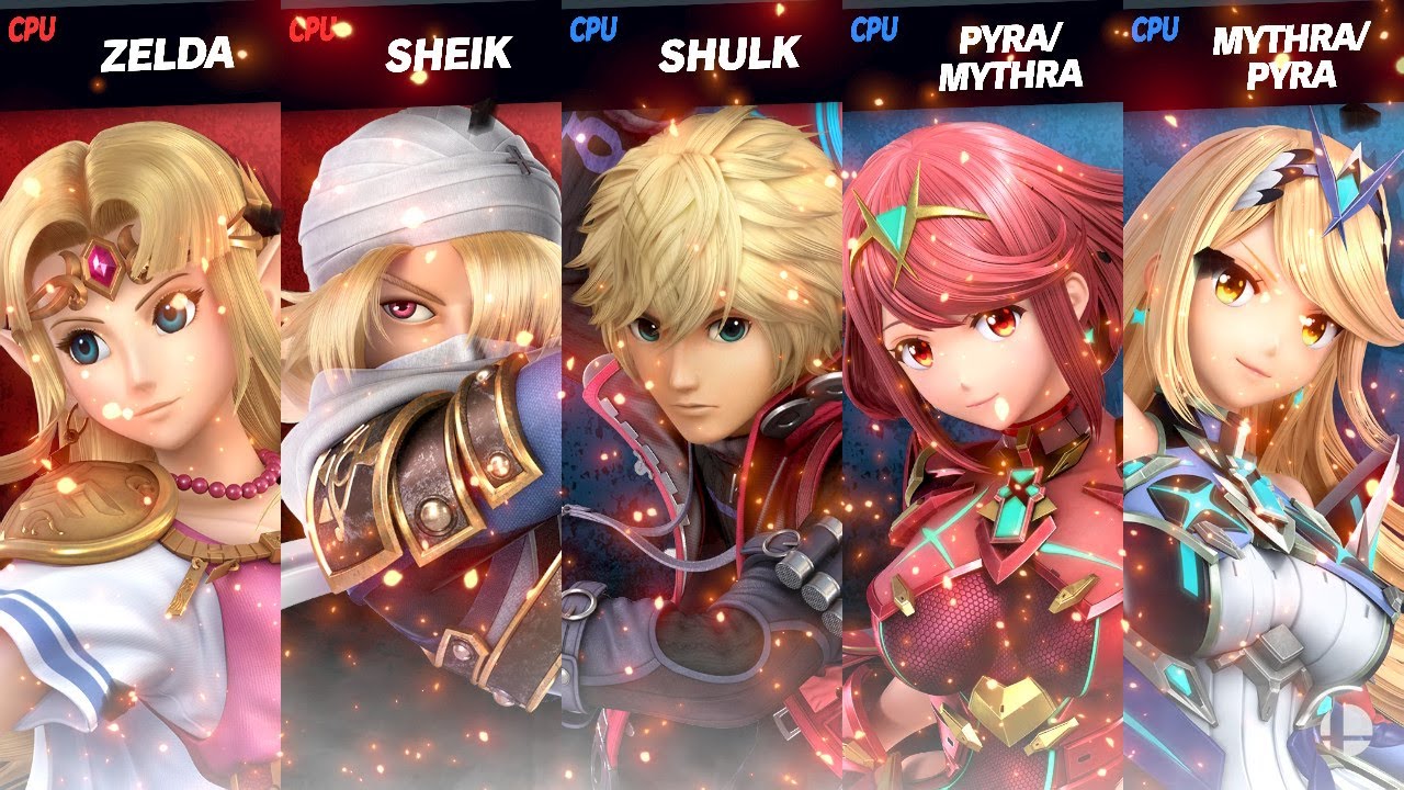 Zelda & Sheik (Legends of Zelda) vs Shulk & Pyra & Mythra (Xenoblade ...
