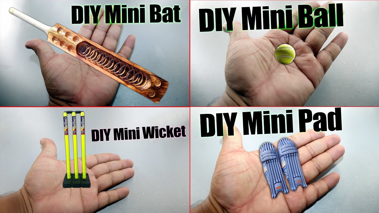 DIY Mini Cricket Kits | how to make cricket bat, ball, wicket, pad at ...