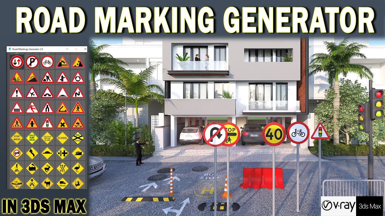 Road Markings Generator Script in 3ds max| Very Easy to use - YouTube
