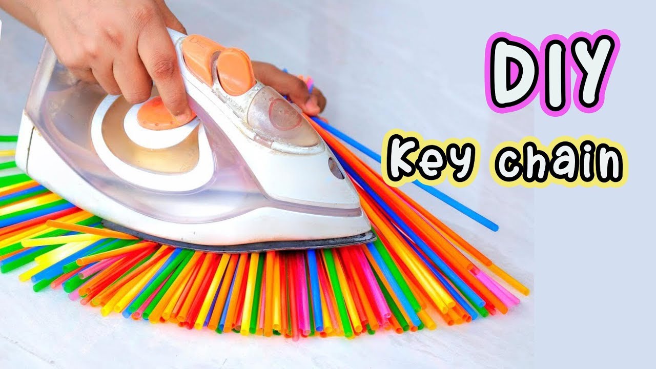 DIY Key chain with plastic straw / key chain making / how to make key ...