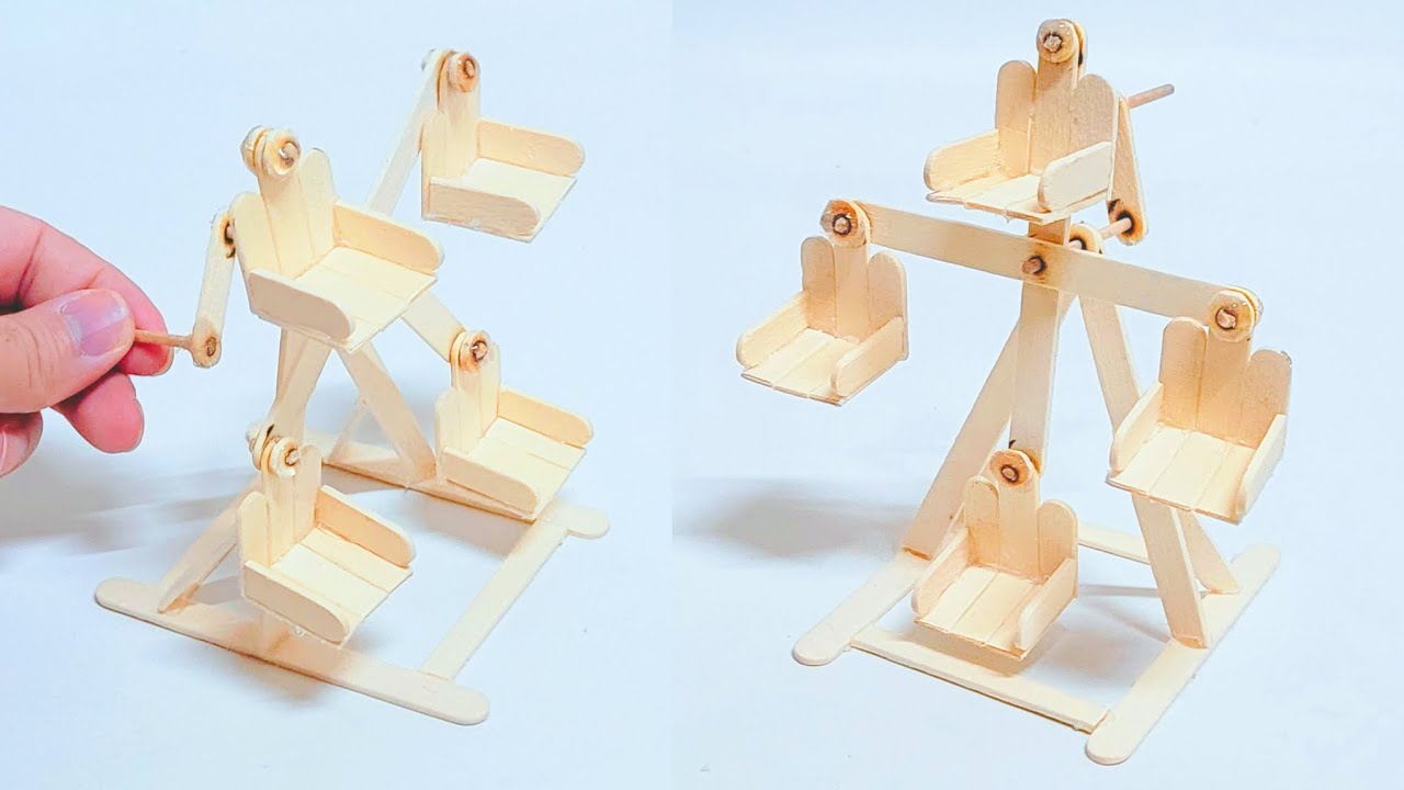 How to make a mini Ferris wheel with popsicle sticks / Ice cream stick ...