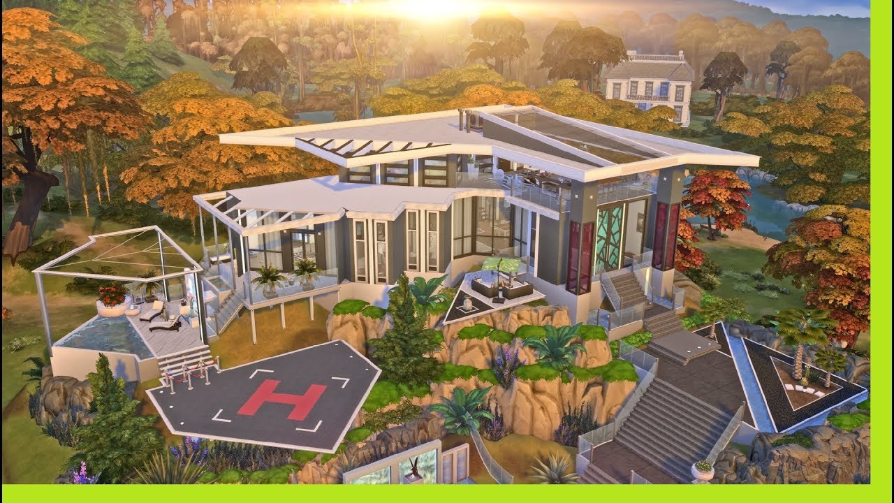 High-End Contemporary Luxury "Triangle" Mansion || NO CC || The Sims 4 ...