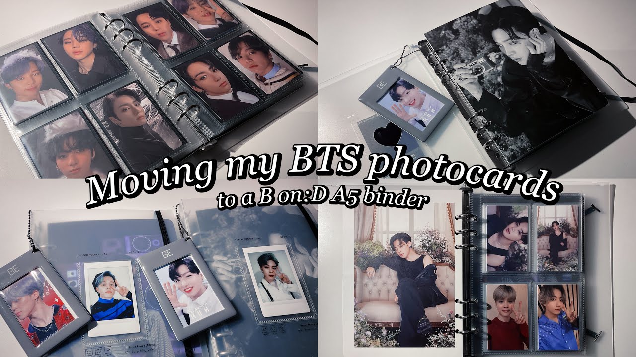 BTS binder | moving my bts photocards to an A5 Be on:D binder - YouTube