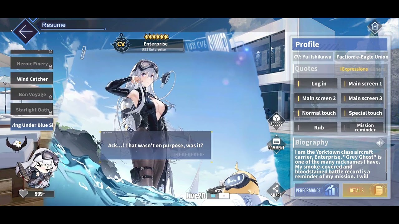 [Azur Lane] Enterprise "Diving Under Blue Skies" Skin *Special Touch ...