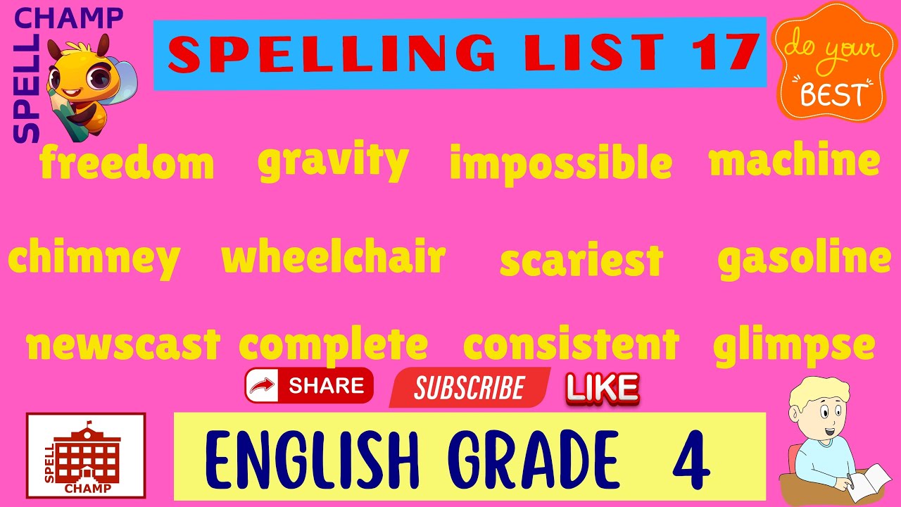 English Grade 4 Spelling List 17 - YouTube