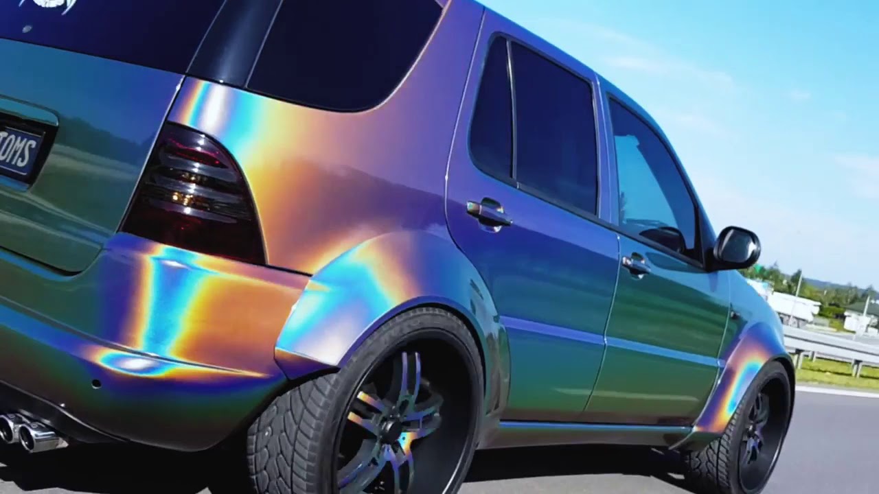 RR Custom ML W163 wide body, air ride, 3M Psychedelic wrapping stanced ...