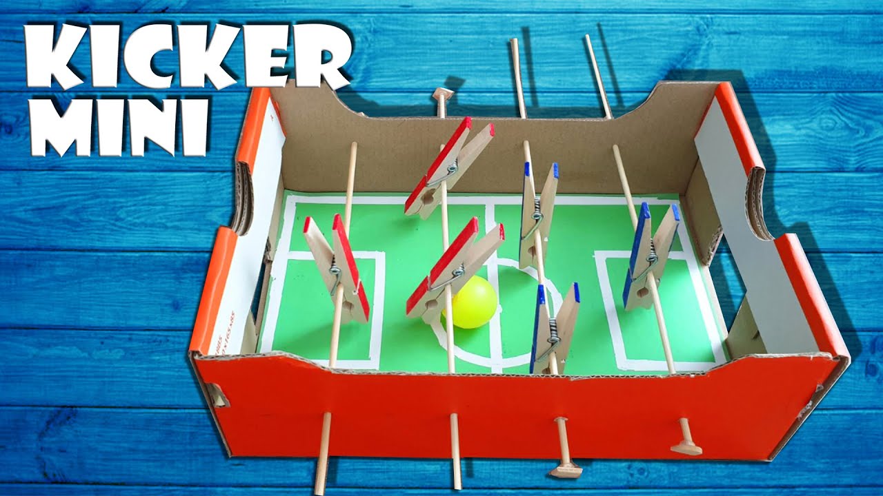 ⚽️ mini KICKER Tischfussball aus Schuhkarton und Wäscheklammer selber ...