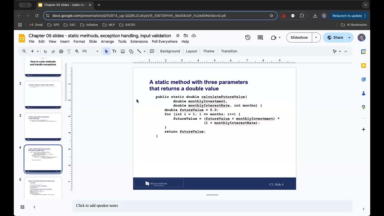 ITSE1302 Murach Chapter 5 static methods - YouTube