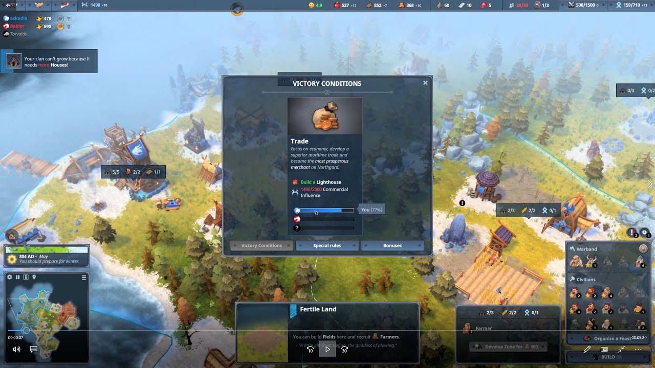 Northgard commercial influence conquest: easy win - YouTube