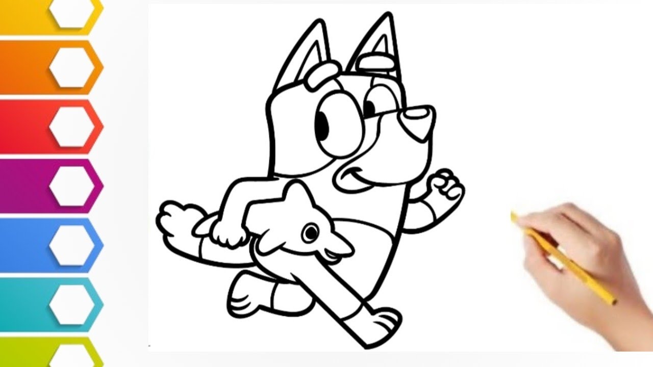 how to draw Bluey l Bluey drawing l colorful 💚💜 drawing l drawing for ...