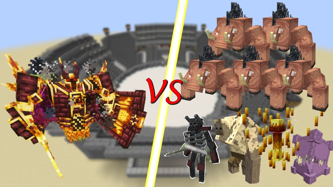 Ignis challenge! Ignis vs 5 Mutant More Mob Army! Minecraft random mob ...