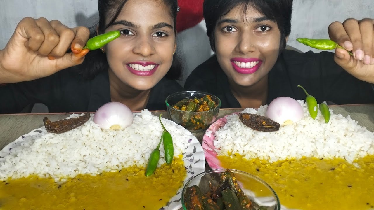 Daal Chawal Bhindi Sabji Eating Challenge With Punishment😨/ Eating ASMR/Mukbang/Food Challenge ...