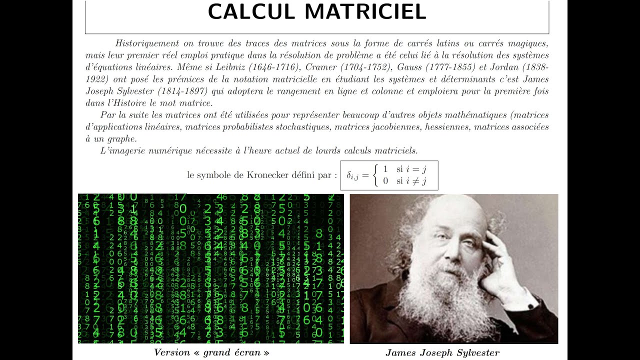 Calcul matriciel 01 - Définition de matrice, somme et produit par un ...