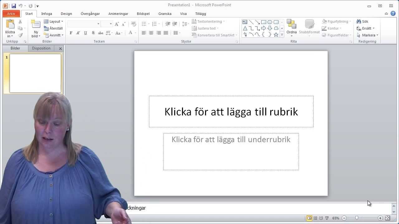 PowerPoint 2010 - Grunderna del 1 - Lägg in text och bild - YouTube