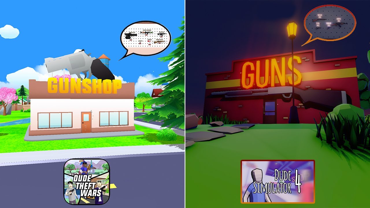 Dude Theft Wars vs Dude Simulator Guns & Weapons !!! 🤔🤔🤔 - YouTube