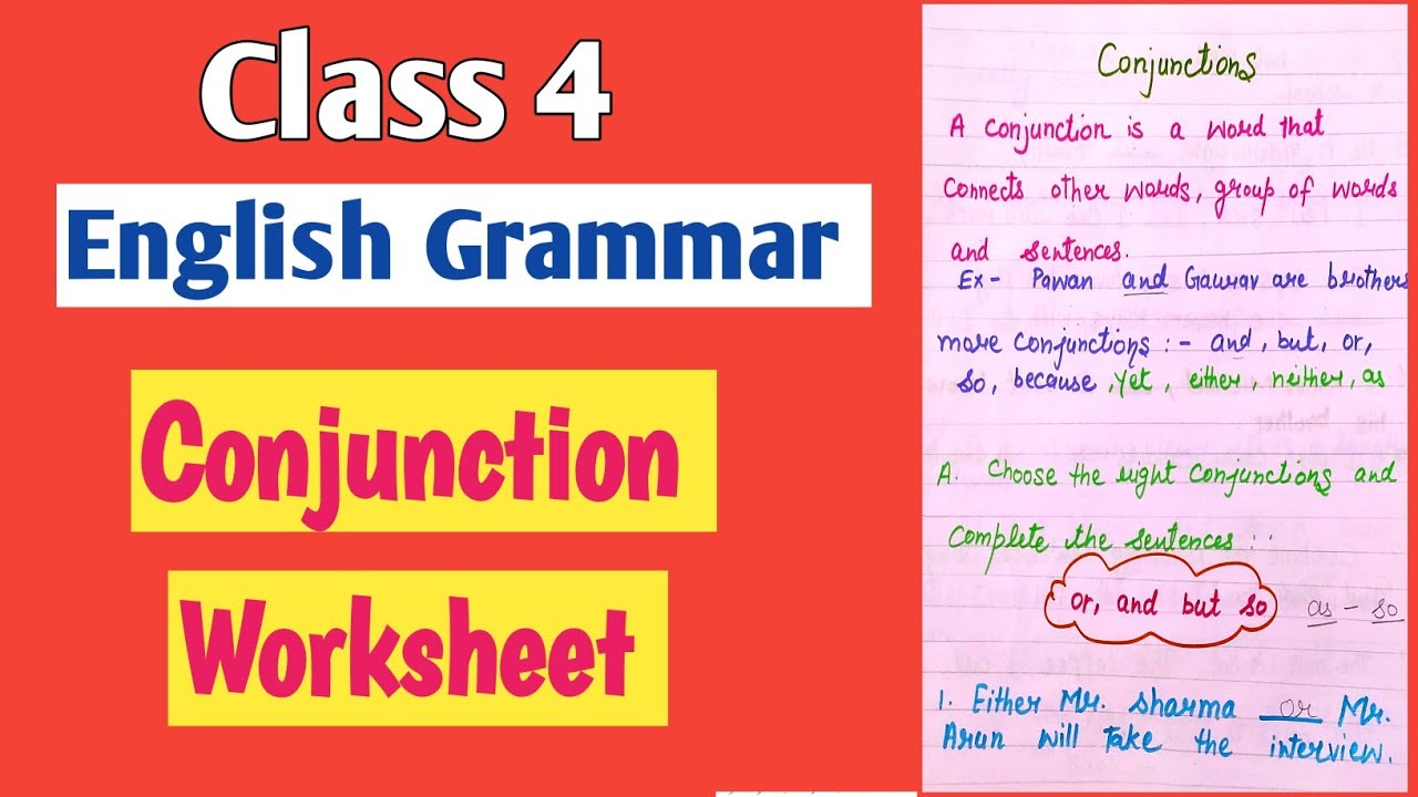 English Grammar Topic - Conjunction for class 4 | Conjunction for class ...