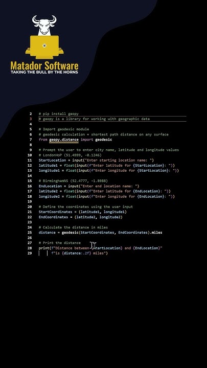 Dynamically Calculate Distance With Python Geopy Shorts Pythonforbeginners Coding