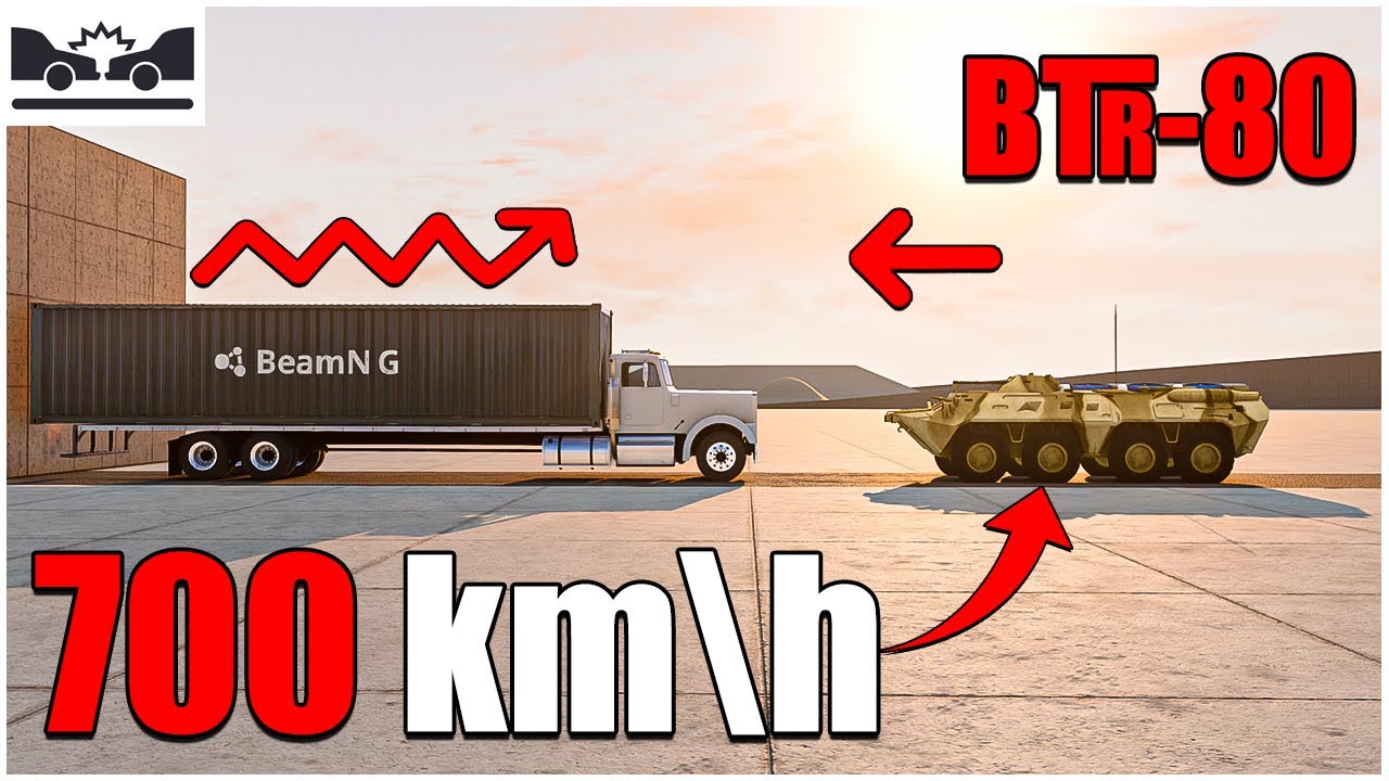 BTR-80 VS Container Truck (106) | Car Body Testing | beamng drive ...