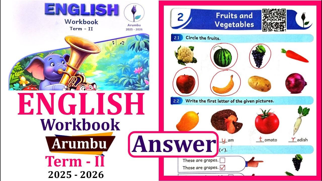 1st standard English workbook term 2 unit 2 Fruits and Vegetables l ...