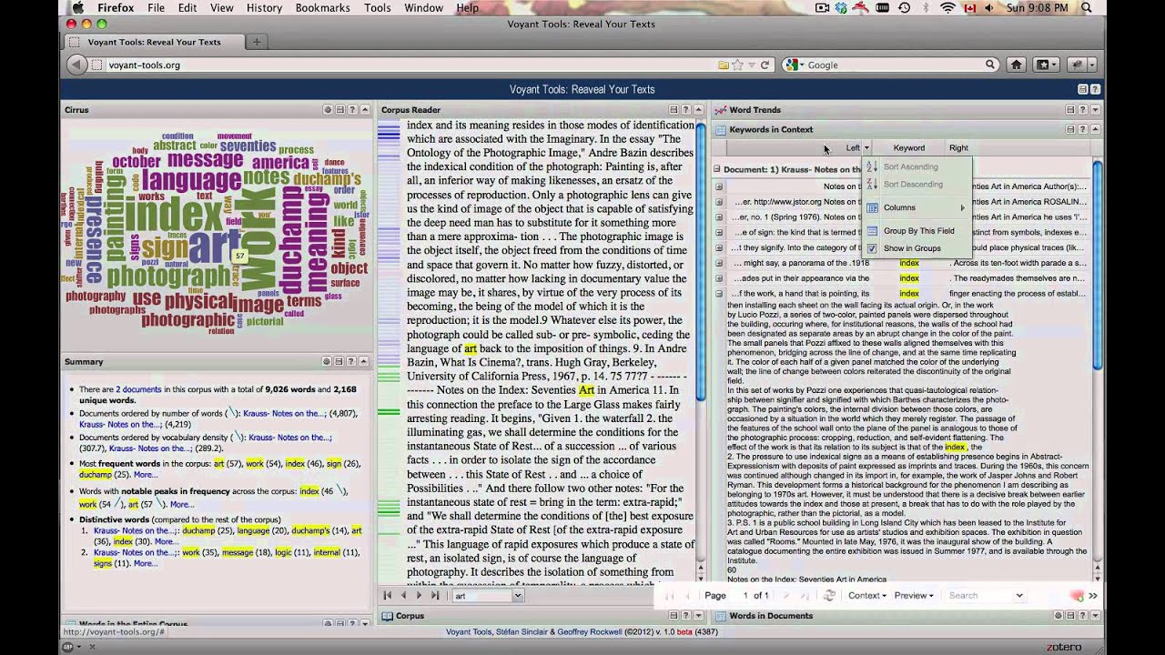 Voyant Keywords in Context Tool - YouTube