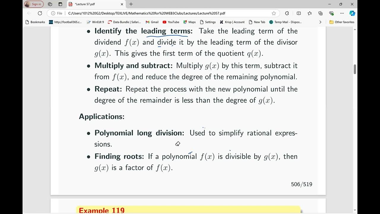 Lecture 57 - Euclidean Division For Polynomials - YouTube