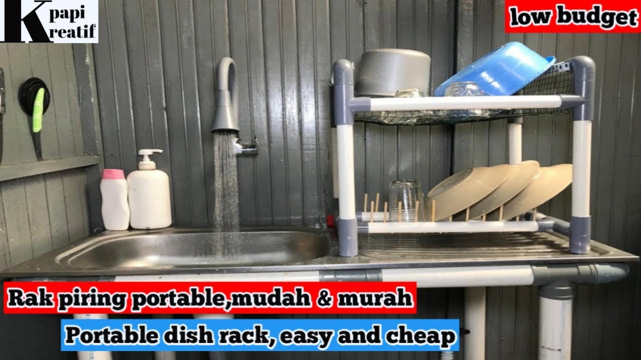 cara membuat rak piring dari pipa pvc/paralon || rak piring portable ...
