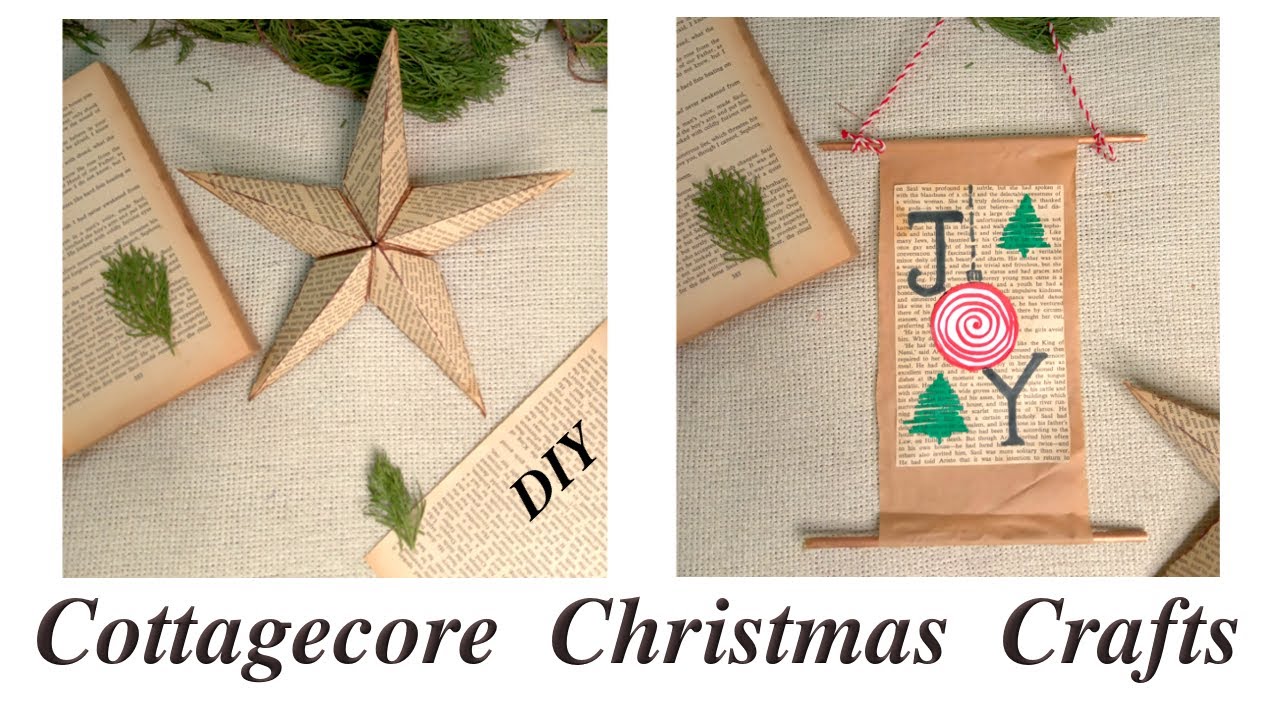 Neutral Cottagecore Decor DIY / Christmas Crafts with Old Book Pages ...