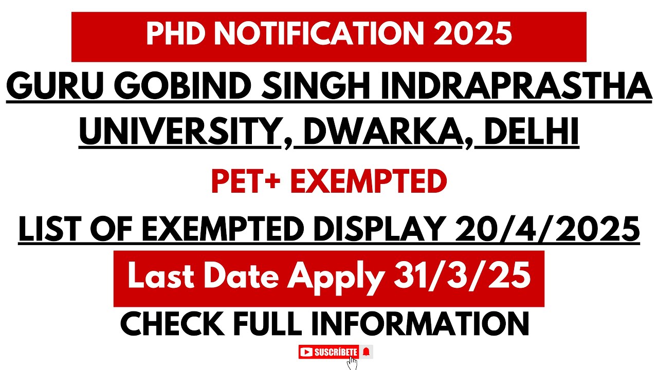 Guru Gobind Singh Indraprastha University PHD Admission 2025-26/ State ...