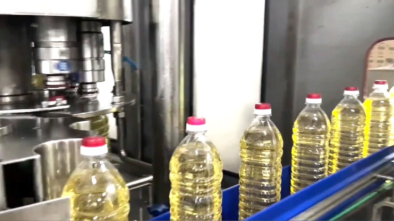 9000BPH sunflower oil filling capping and labeling machine cooking oil ...