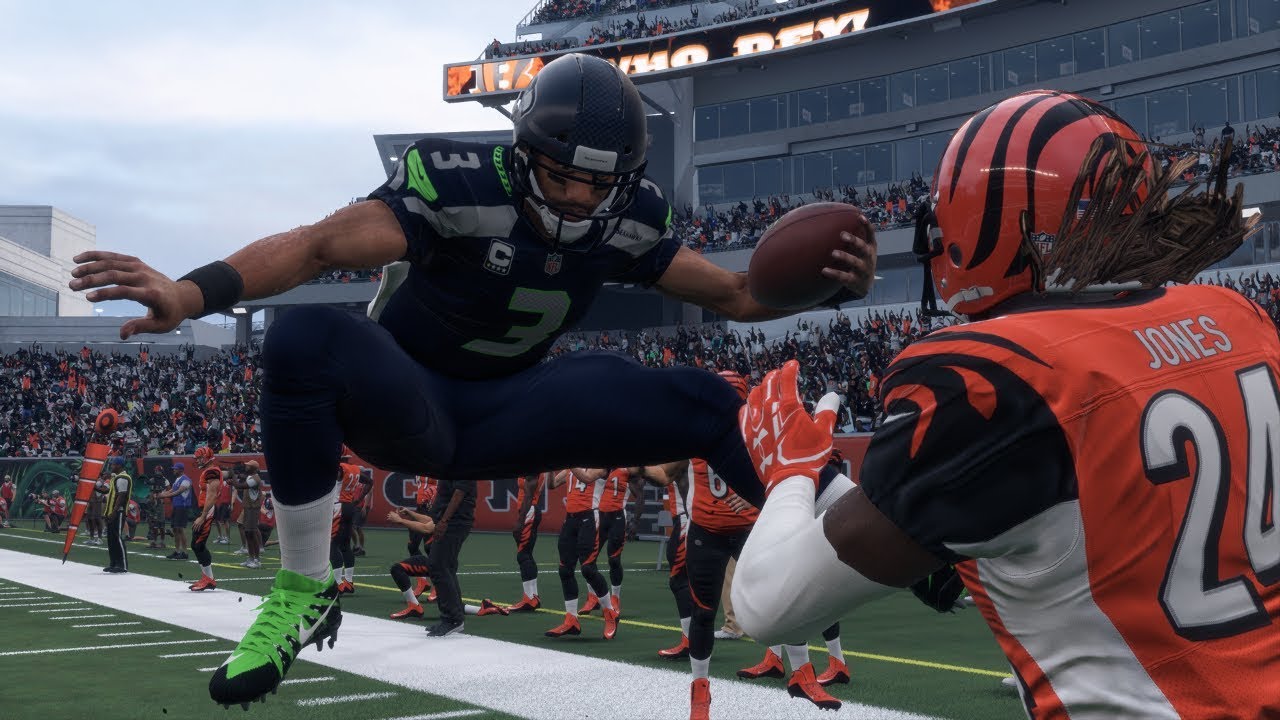 Madden 18 Xbox One X Game Play Seahawks Player Hurdles Over Defenders ...