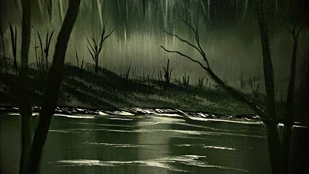Night Scene on Black Canvas - wet on wet paintings - YouTube